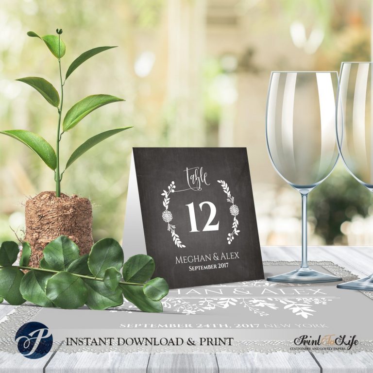Wedding Chalkboard Numbers, Floral Style, Printable Chalkboard Template ...