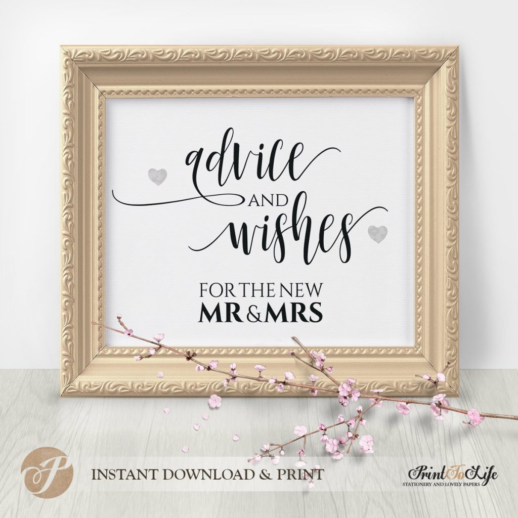 Wedding Wishes Sign, Advice and Wishes, Guest Book Sign, Modern ...