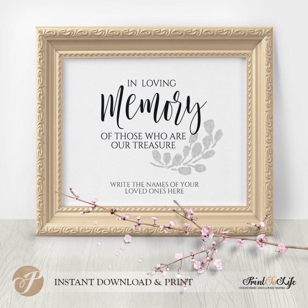 Remembrance Sign, In loving Memory, Wedding Memorial, Heaven Sign ...