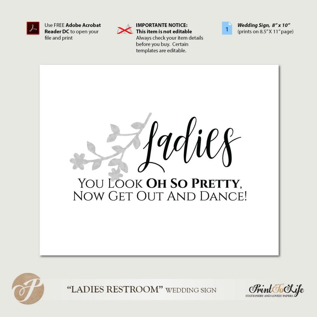 Ladies Bathroom Sign, Ladies Restroom Sign, You Look Oh So Pretty ...