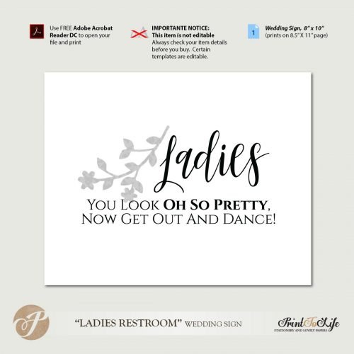 Ladies Bathroom Sign, Ladies Restroom Sign, You Look Oh So Pretty ...