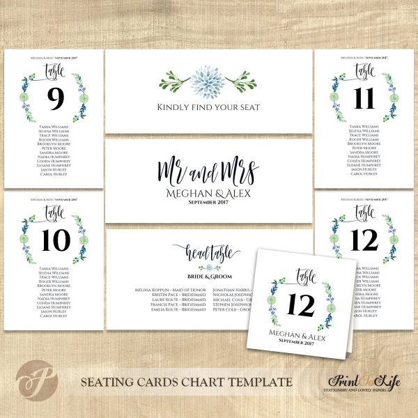 Seating cards chart, wedding seating plan and table numbers, #Greenery ...