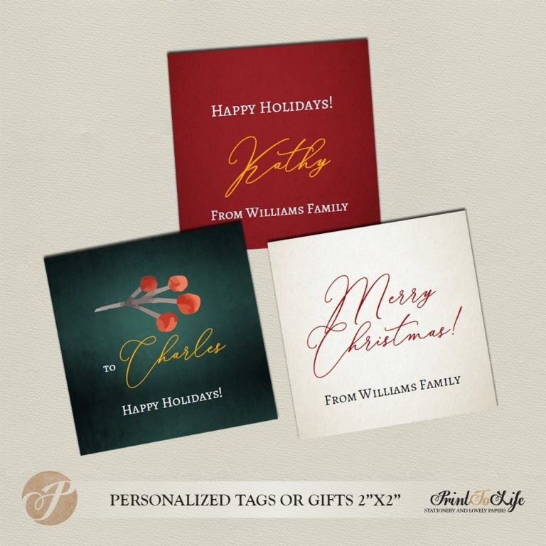Holiday Gift Tags or Stickers, Personalized Christmas Tags, Editable ...
