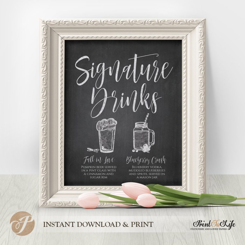 WEDDING BAR MENU - BAR MENU SIGNS - by Printolife