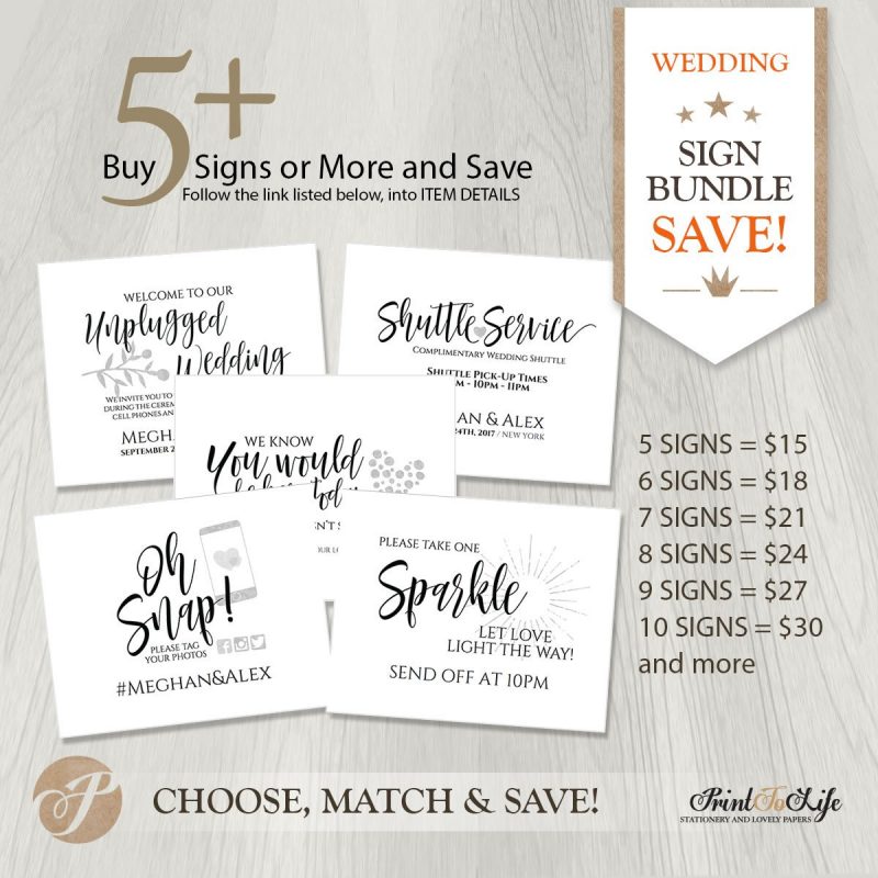 Wedding Sign Bundle, Wedding Reception Signs, Modern Calligraphy ...