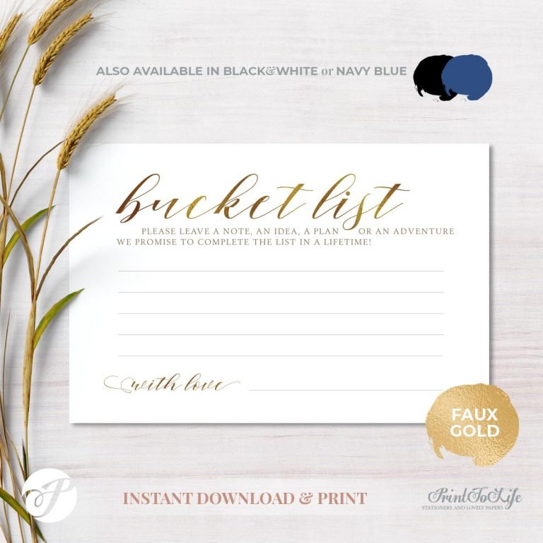 Wedding Wishes Card, Bucket List Card, Faux Gold, #MrAndMrs Collection ...