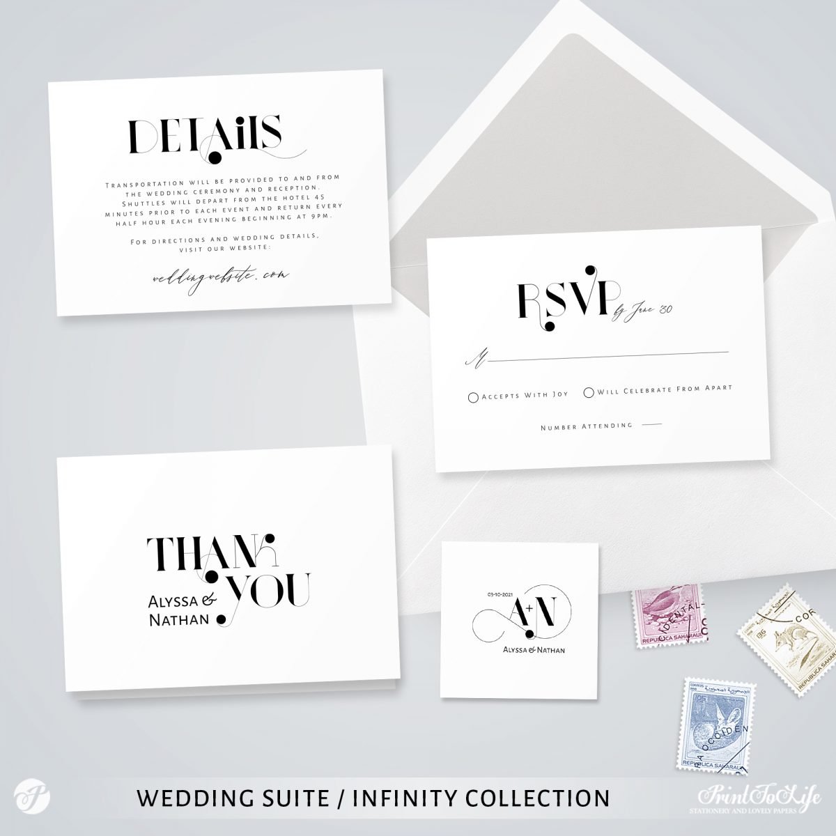 Infinity Wedding Monogram and Invitation Suite, 1 Logo Made to order ...