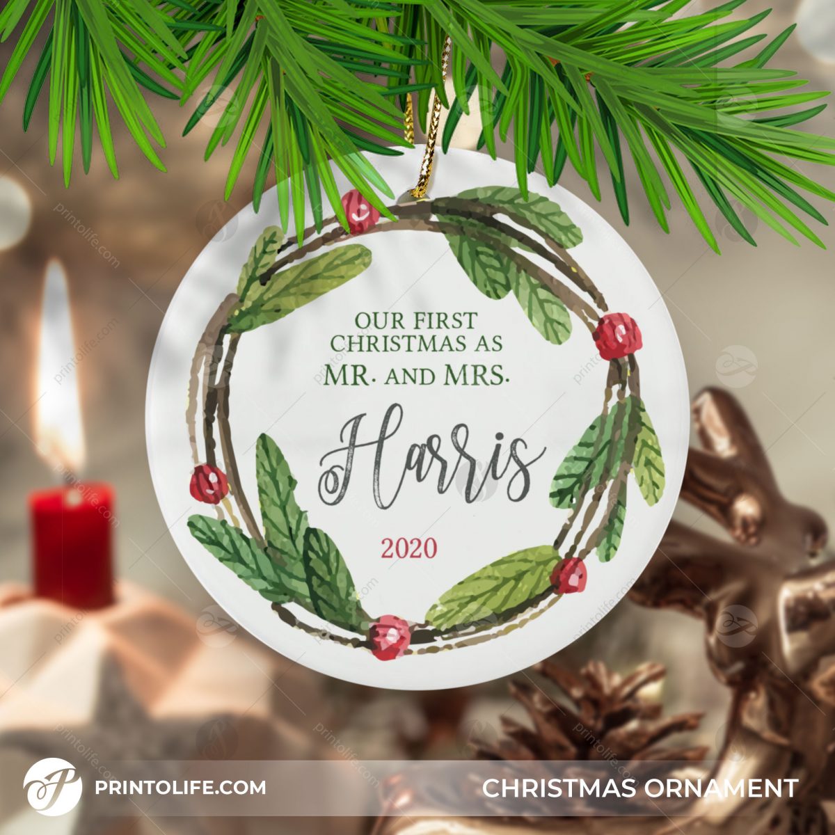 Mr and Mrs Christmas Ornament, 1 Sweet Ornament Personalized With ...