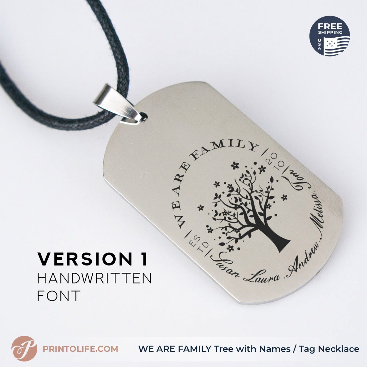 Family Tree Necklace with Names | We Are Family | 1 Meaningful Tag ...