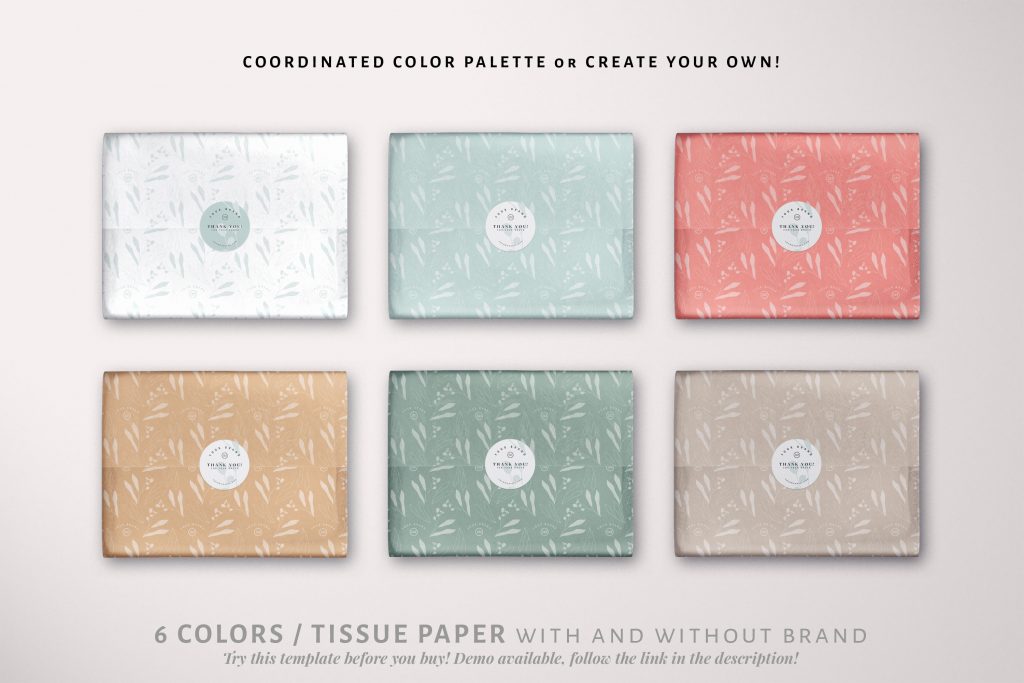 Custom Tissue Paper Template, 2 Printable Wrapping Papers with Brand ...