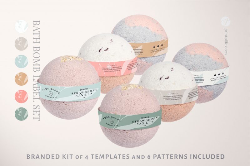 Bath Bomb Label Template, Printable Botanical Wrap and Sticker for Bath ...