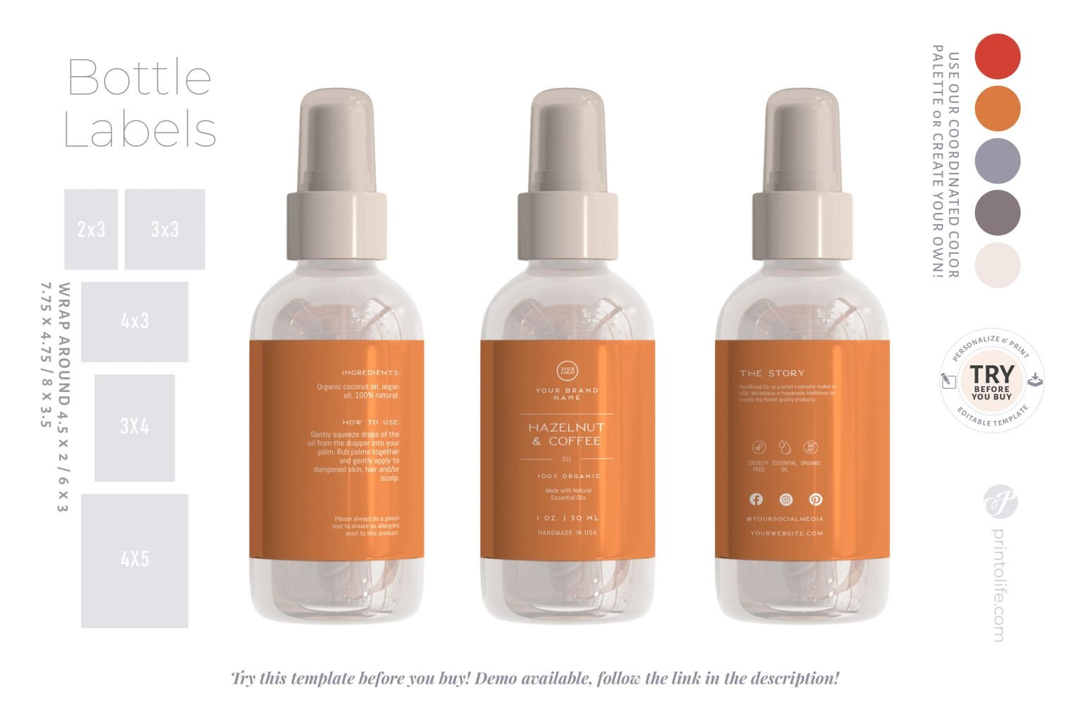 Editable Bottle Label Set, Body Product Labels, Apothecary Style ...