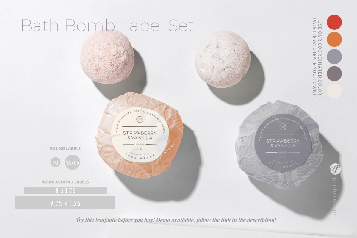 Printable Bath Bomb Labels, 6 Apothecary Style Wraps and Stickers ...