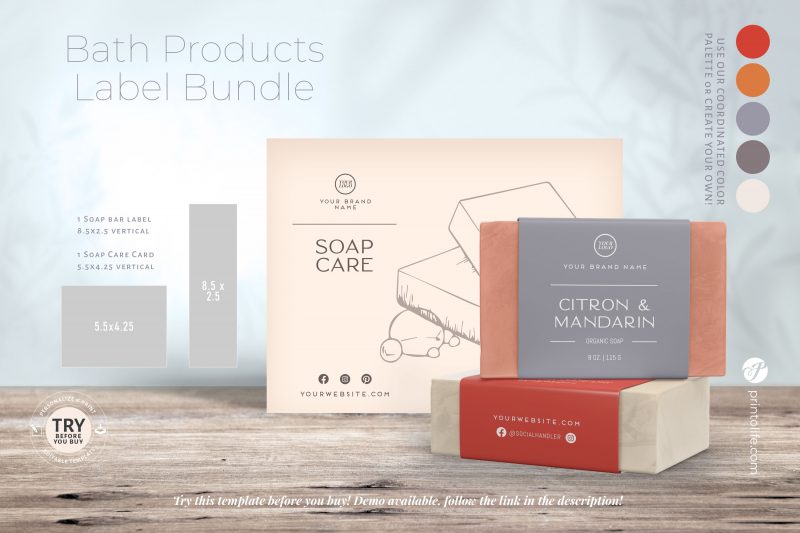 Bath and Body Labels Templates, Full Set of 10 Apothecary Soap Labels ...