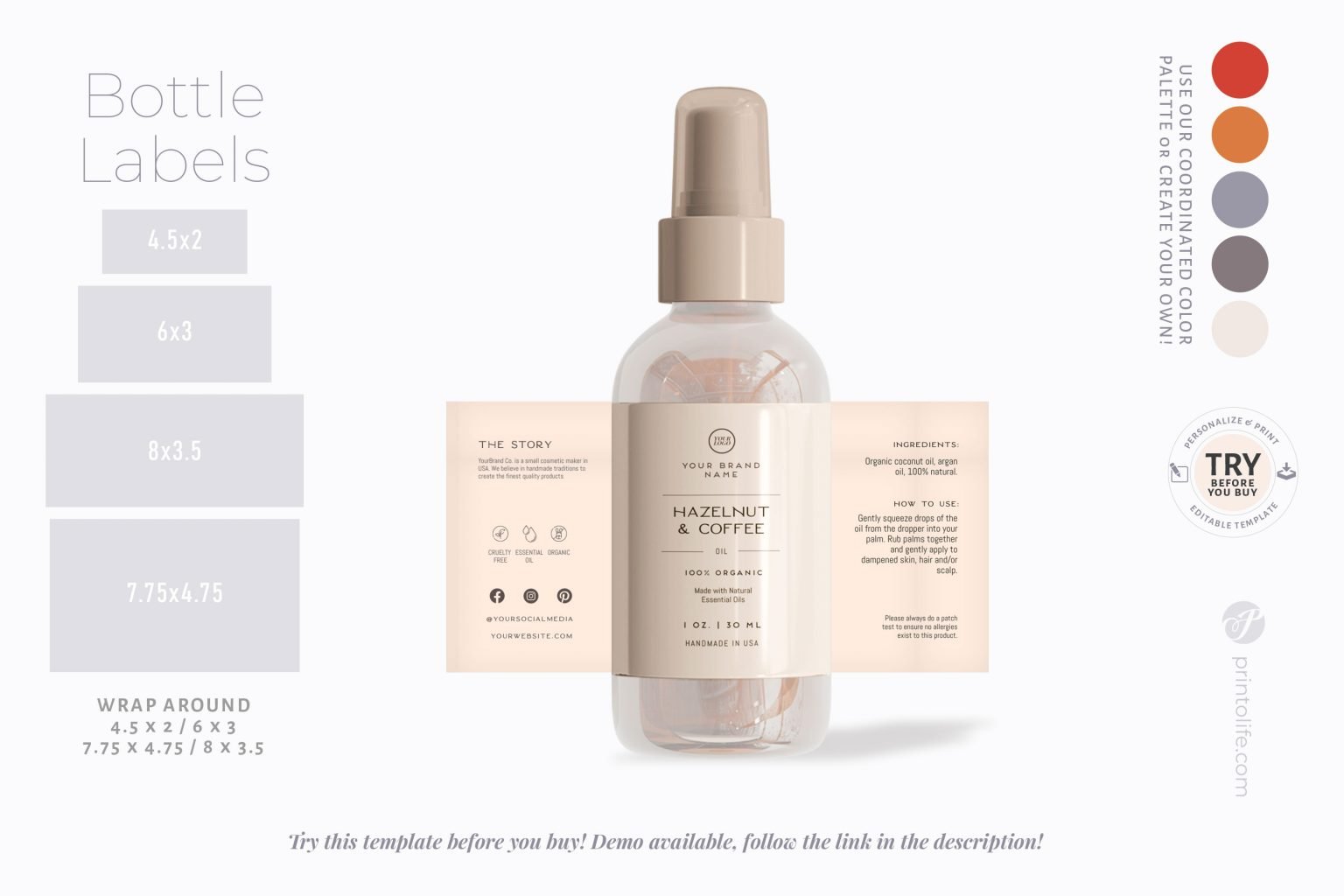 Editable Bottle Label Set, Body Product Labels, Apothecary Style ...